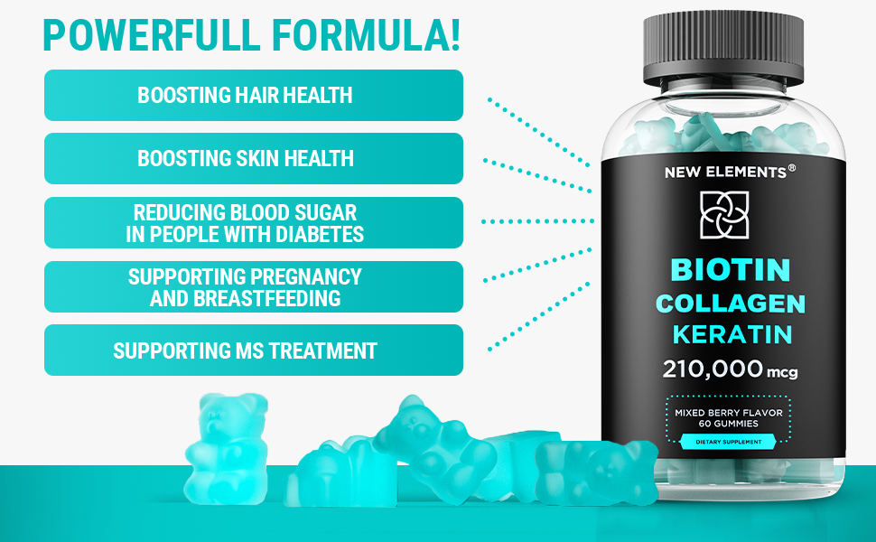 Amazon.com: Biotin Gummies with Keratin & Collagen Peptides - Advanced Supplement for Hair ...