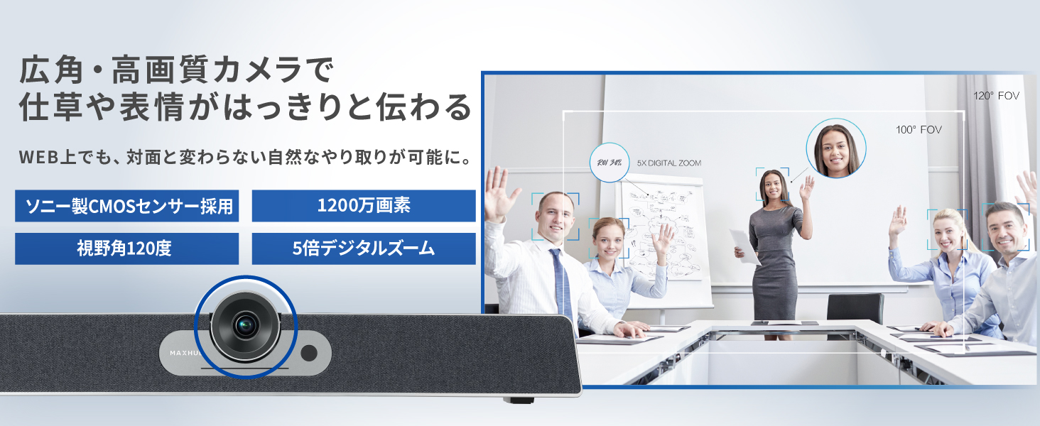 Amazon.co.jp: MAXHUB Sound bar SEⅡ webカメラ マイク スピーカー 一体型 120度 広角 4K 1200万画素 会議用 話者追跡 ビデオバー UC-S07 ...