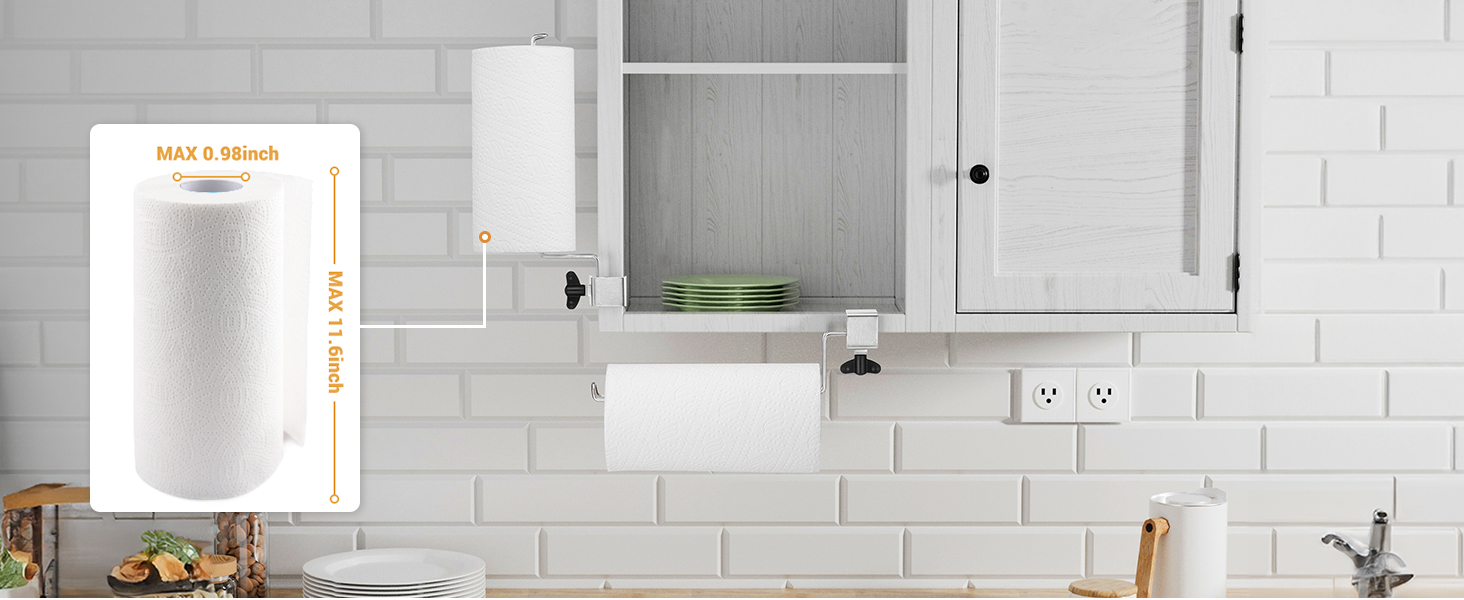 Amazon.com - HULISEN Paper Towel Holder Under Cabinet for Kitchen, Adjustable Clip Under Counter ...