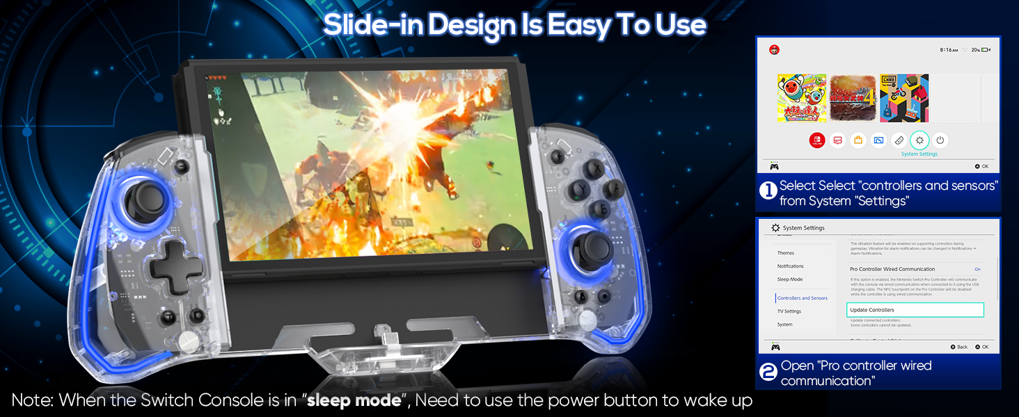 Switch Controller for Nintendo Switch/OLED, One-Piece Switch Controllers Replacement for Joycon ...