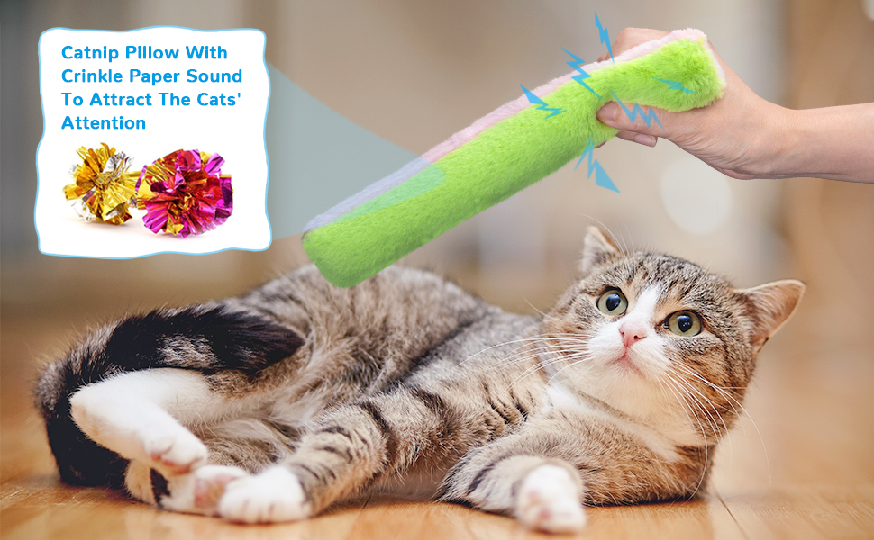 Amazon.com : Retro Shaw Catnip Toys, Refillable Cat Catnip Pillow Toys with Crinkle Sound ...