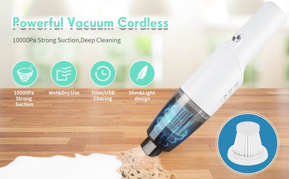 Amazon.de: MediFancy Handstaubsauger akku 10000PA, Handsauger Kabellos Autostaubsauger 120W ...