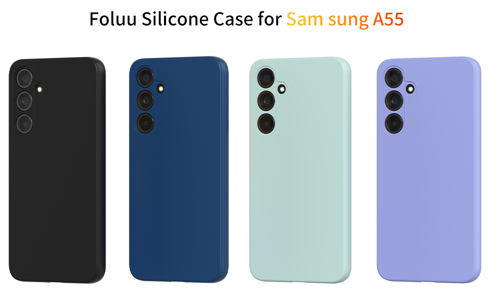 Amazon.com: Foluu Silicone Case for Samsung Galaxy A55 5G, Liquid Gel Rubber Bumper Case with ...