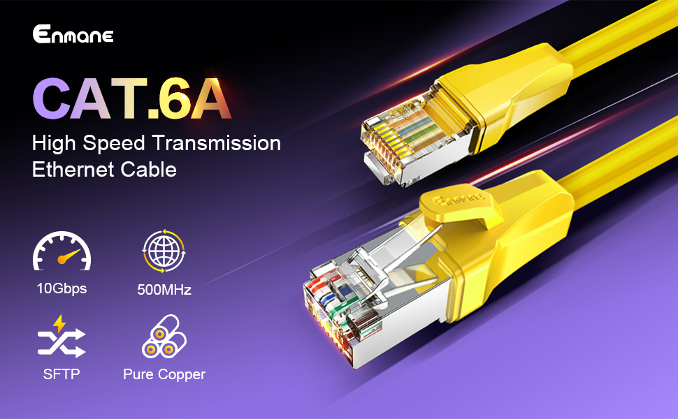 Amazon.com: Enmane Cat6A Ethernet Cable15FT, High Speed Shield (SFTP) 10Gbps 500Mhz LSZH Cat6A ...