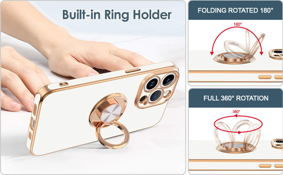 Amazon.com: Hython for iPhone 15 Pro Case with Ring Stand, 360° Rotatable Ring Holder Magnetic ...