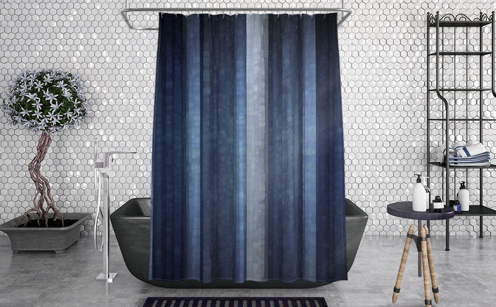 Amazon.com: Gibelle Navy Blue Shower Curtain, Abstract Modern Navy Blue Bathroom Decor ...