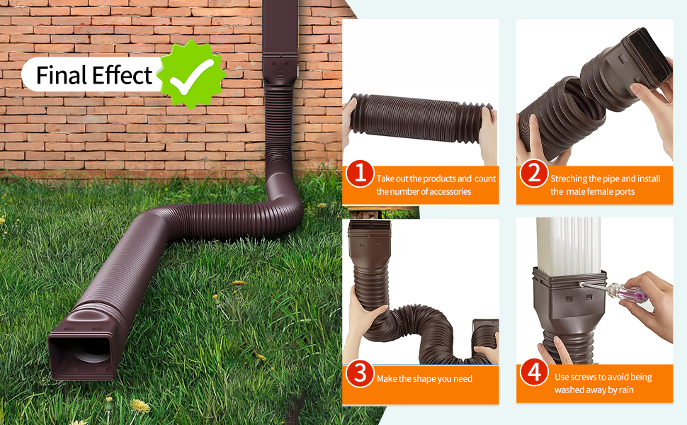 Gutter & Downspout Extensions for House Gutter Splash Proof Drain ...