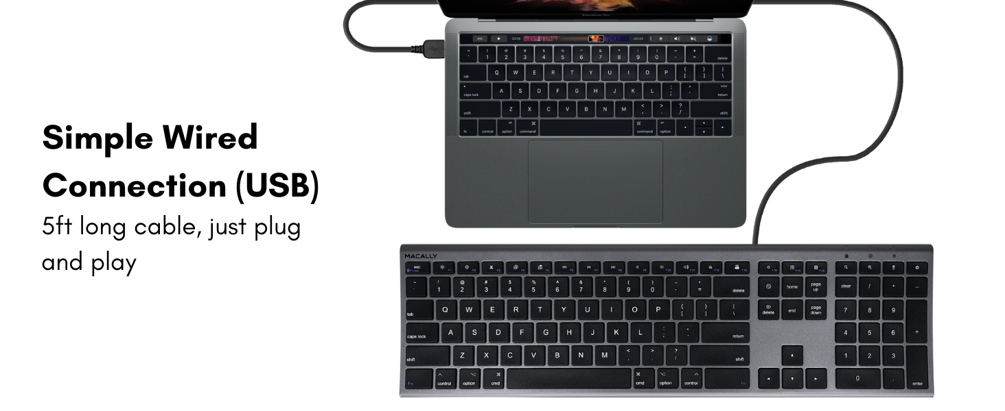 Amazon.com: Macally Ultra-Slim USB Wired Computer Keyboard - Works ...