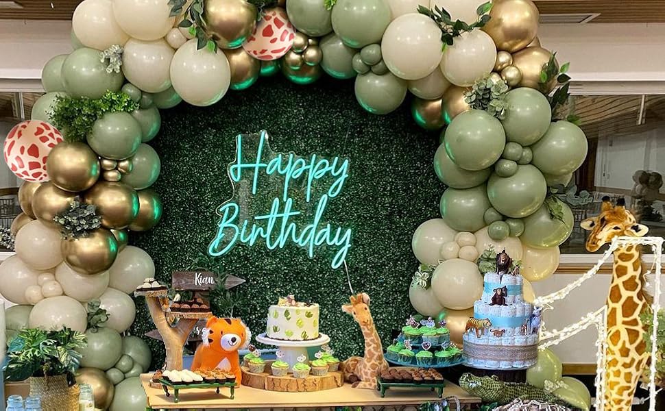 Amazon.com: Safari Jungle Balloons Kit, 50pcs Sage Green White Sand ...