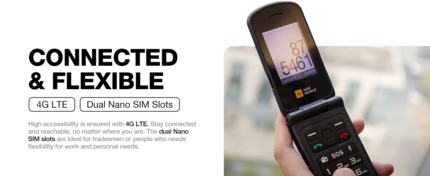 Amazon.com: AGM M10 Rugged Basic Flip Phone, 4G Feature Cell Phone ...