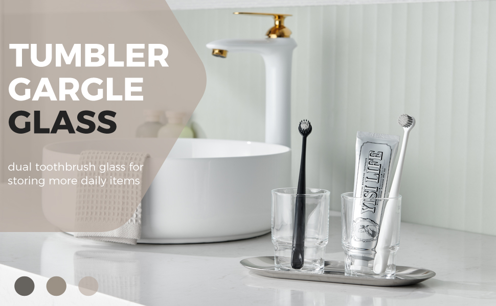 Amazon.com: Bathroom Glass Tumbler Cup 2 Pack, Aomasi Transparent ...