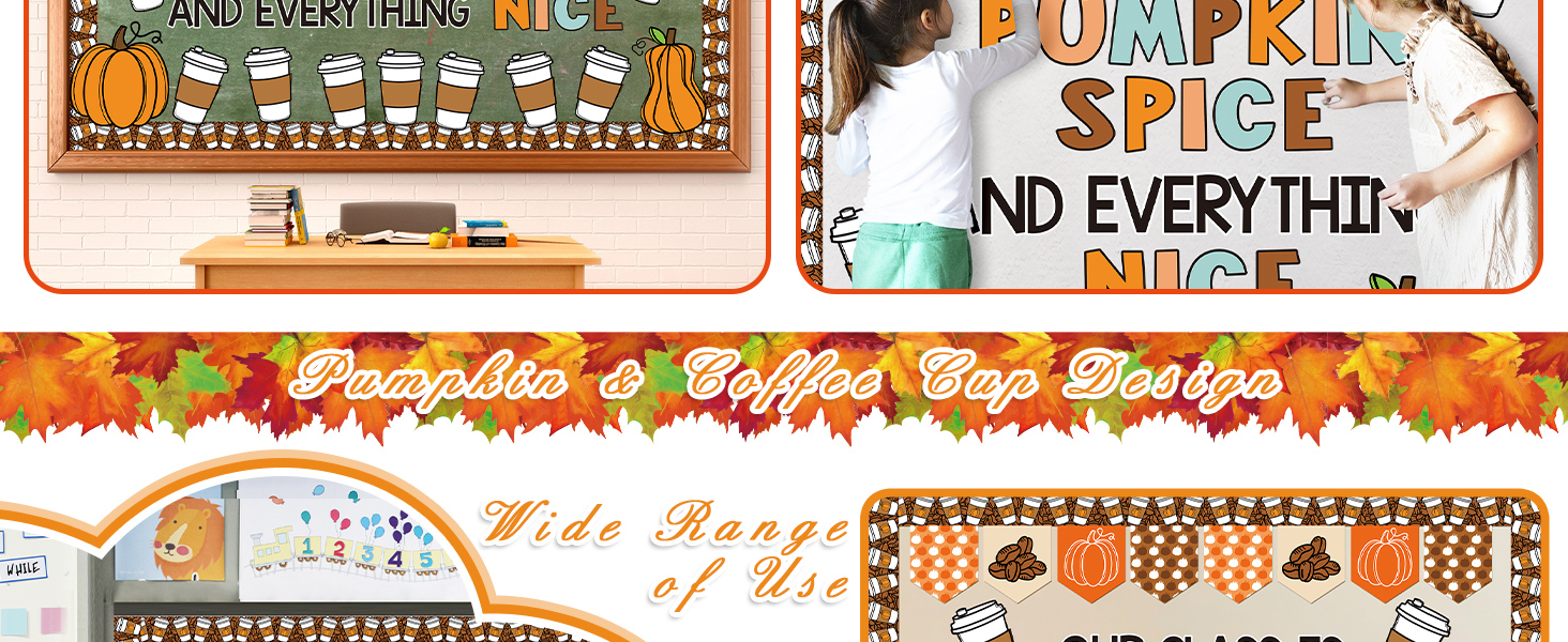 Amazon.com: JarThenaAMCS 72Pcs Fall Pumpkin Coffee Cup Bulletin Board ...