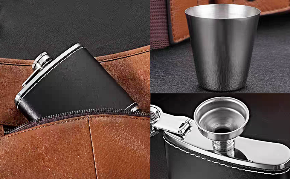 Amazon.com | Hip Flask Gift Set, 8 Oz Hip Flasks for Liquor for Men ...