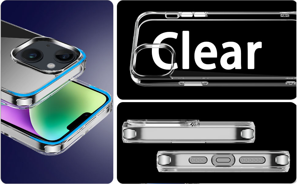 Amazon.com: JJGoo Compatiable with iPhone 14 Case Clear, Transparent Shockproof Phone Case, Slim ...