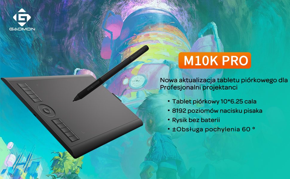 GAOMON M10K PRO Tablet rysunkowy z obsługą OTG i 10 spersonalizowanymi klawiszami Express Keys ...