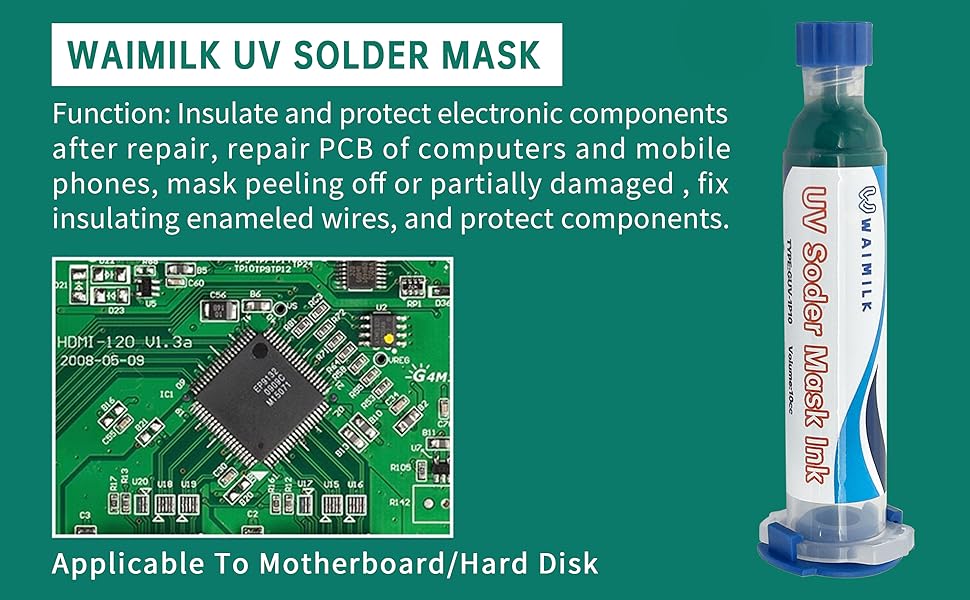 WAIMILK - Máscara de soldadura UV para curado con luz UV, 3 unidades, tinta resistente a la ...