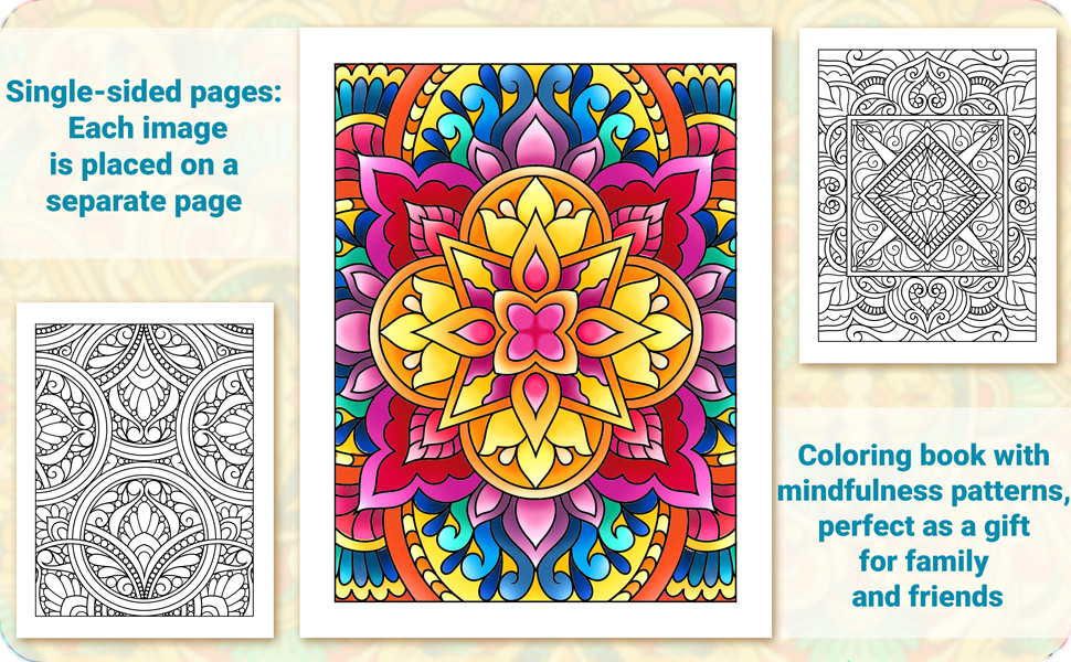 Amazon.com: Mindfulness Patterns: Relaxing Coloring Book For Adults With Simple Mandala-Style ...