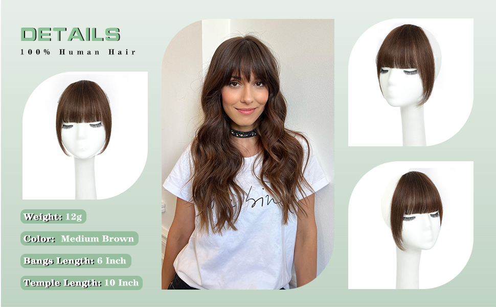 Amazon.com : NAYOO Clip in Bangs - 100% Human Hair Bangs Clip in Hair Extensions, Clip on Bangs ...