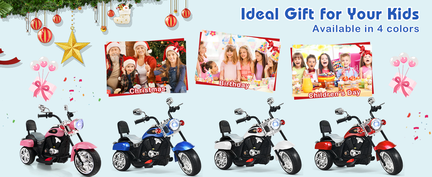 Amazon.com: HONEY JOY Pink Kids Motorcycle, 6V Battery Powered Toddler Chopper Motorbike Ride On ...