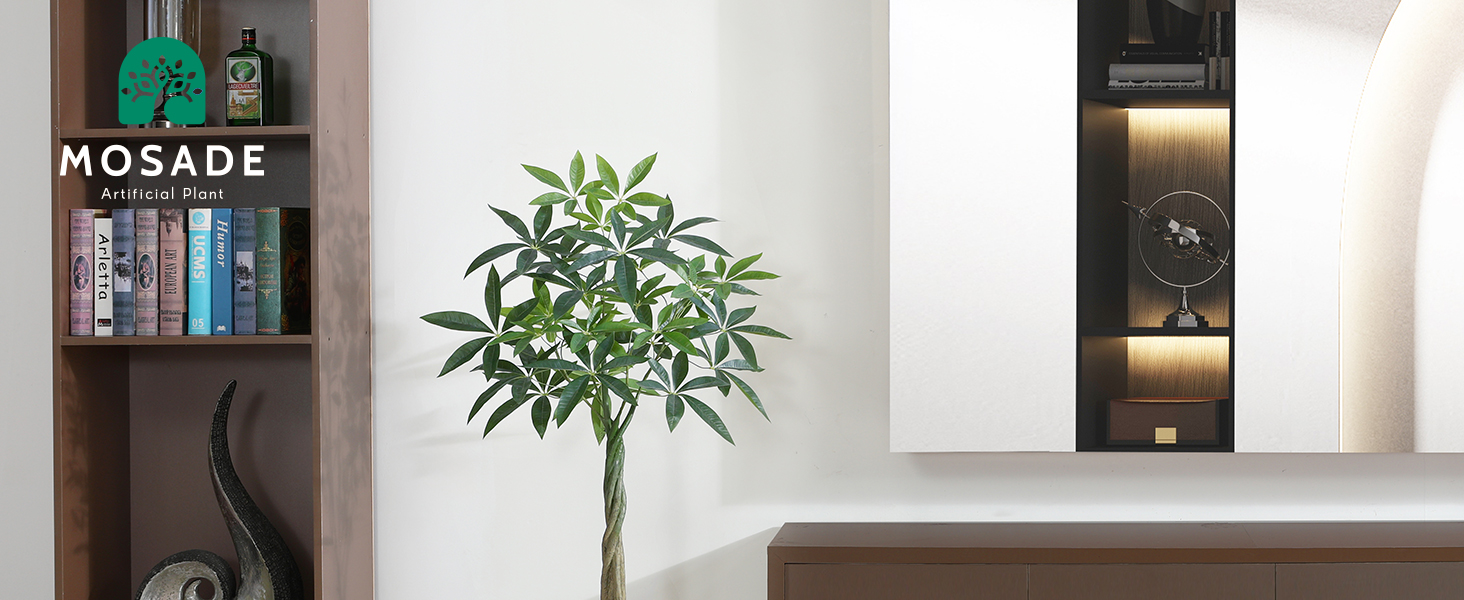 Amazon｜MOSADE パキラ フェイクグリーン 人工観葉植物 観葉樹 フェイク 造花 室内 ホーム・ベランダ・結婚 飾り用 お手入れ簡単 水やり不要 虫害の心配なし 大型 120｜人工 ...