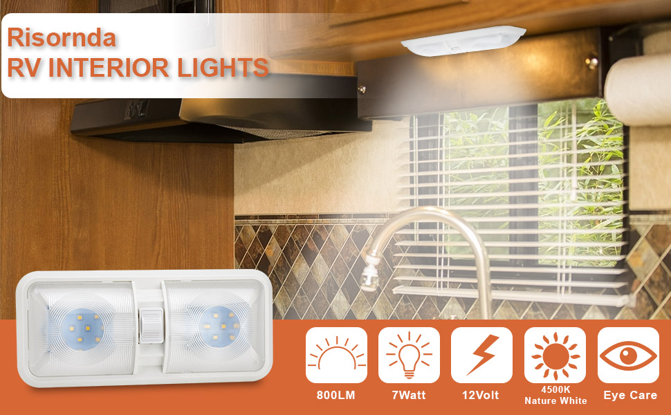 Amazon.com: Risornda RV Lights Interior, 12V RV LED Ceiling Double Dome Light Fixture 7W, RV LED ...