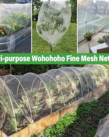 Garden Insect Mesh Netting 10ft x 64ft (3m x 20m), Wohohoho 1mm Ultra Fine Mosquito Netting Bug ...