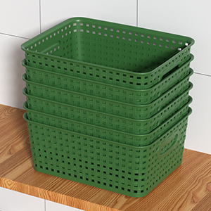 Amazon.com: Taysisiter Plastic Woven Storage Baskets, Plastic Storage ...