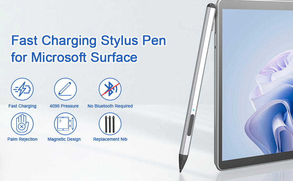 Surface Stift Stylus Pen für Microsoft Surface, 4096 Druckempfindlichkeit Microsoft Surface Go ...