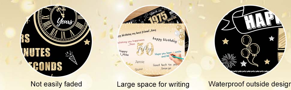 Amazon.com : Turypaty Large 50th Birthday Card With Envelope for Men Women, 1975 Black Gold ...