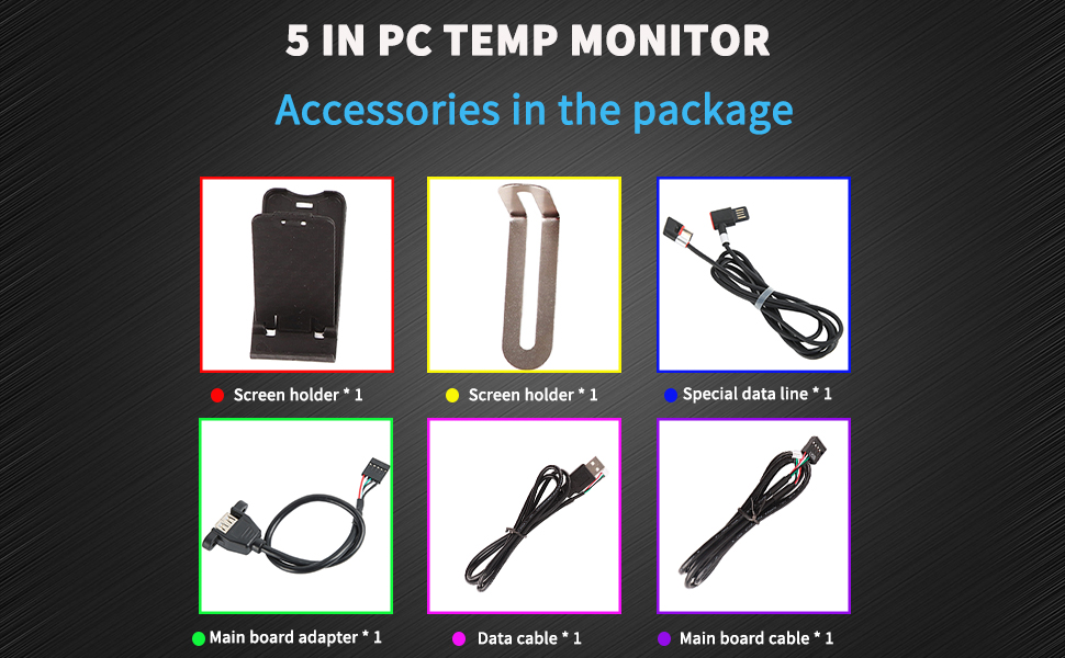 Monitor de temperatura de computadora de 5 pulgadas, visualización de ...
