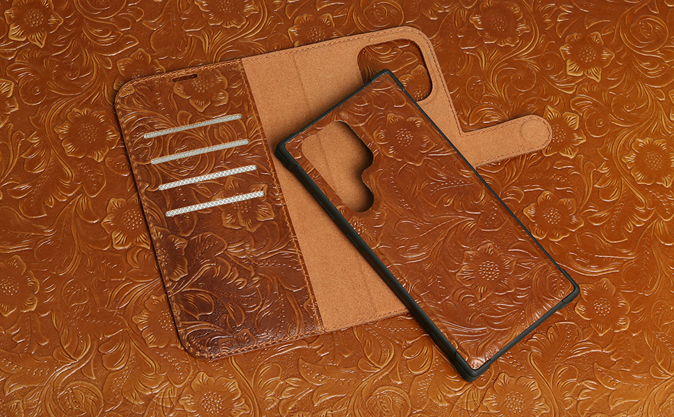 Amazon.com: RMAWRAD Leather Case Wallet Compatible with Samsung Galaxy S22 Ultra,Genuine ...