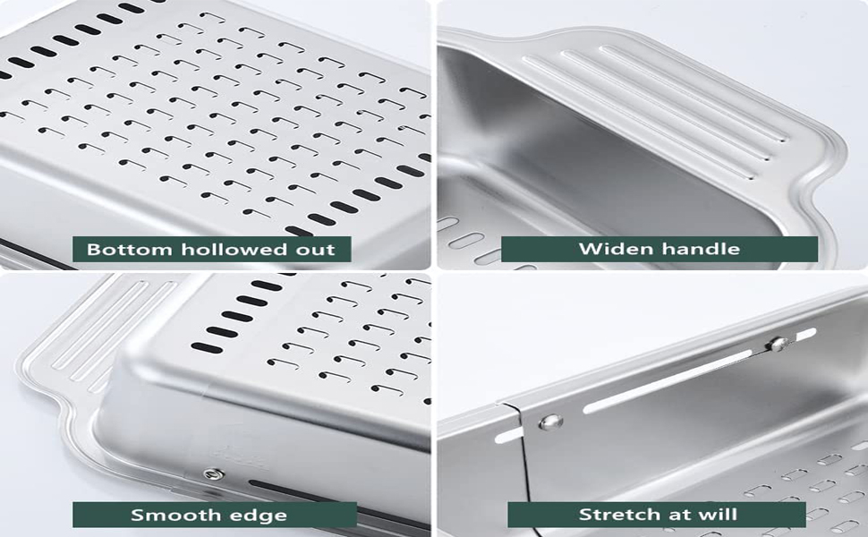 Amazon.com: Over the Sink Colander Strainer Basket,Extendable Colander-Stainless Steel,Suitable ...