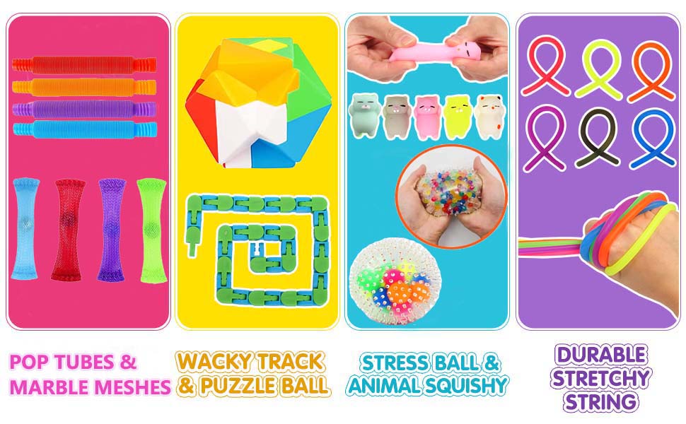 Hapitoys Sensory Toys Set 55 Pack, Stress Relief Fidget Hand Toys for Adults and Kids, Sensory ...