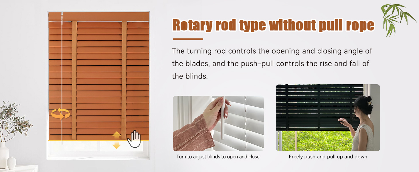 Amazon.com: HIAPES Cordless Faux Wood Blinds, 2" Slats Light Filtering Mini Blinds, Horizontal ...