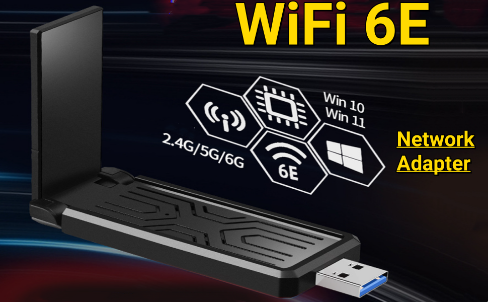 PUSOKEI Tarjeta de Red USB de 3000Mbps, Adaptador WiFi 6E Tribanda 2.4G/5G/6G para 10 11 con ...