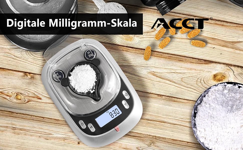 ACCT Milligramm-Waage, 50 g-0,001 g, 7 Einheiten, hochpräzise Waage mit LCD ...