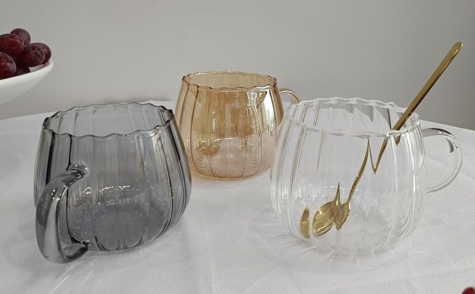 Amazon.com | RYUHYF Glass Mug, Coffee Cup, Suitable for Tea, Juice, Milk and Drinks, Pumpkin Cup ...