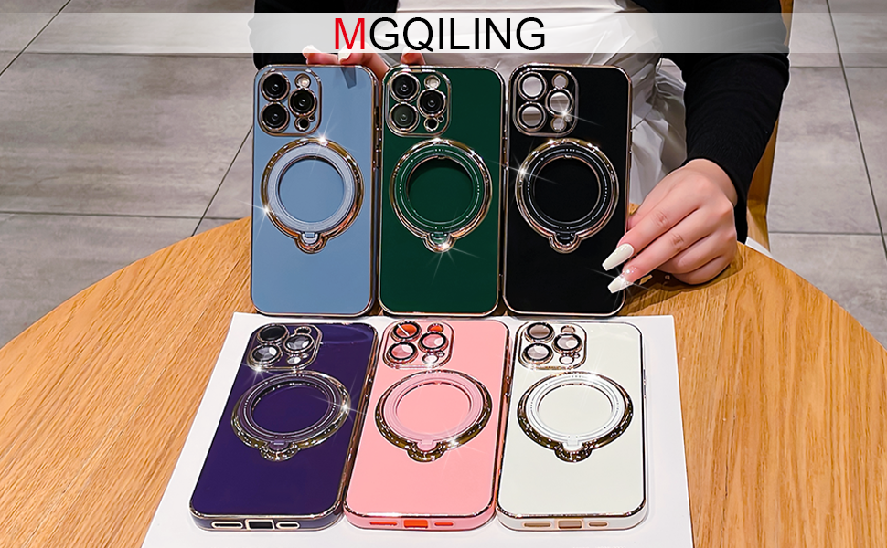 Amazon.com: MGQILING for iPhone 14 Pro Max Magnetic Planting Case, Luxury 360 Rotating Magnetic ...