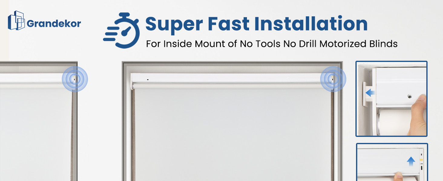 Amazon.com: Grandekor No Drill Motorized Blinds with Remote, Blackout Roller Shade Electric ...