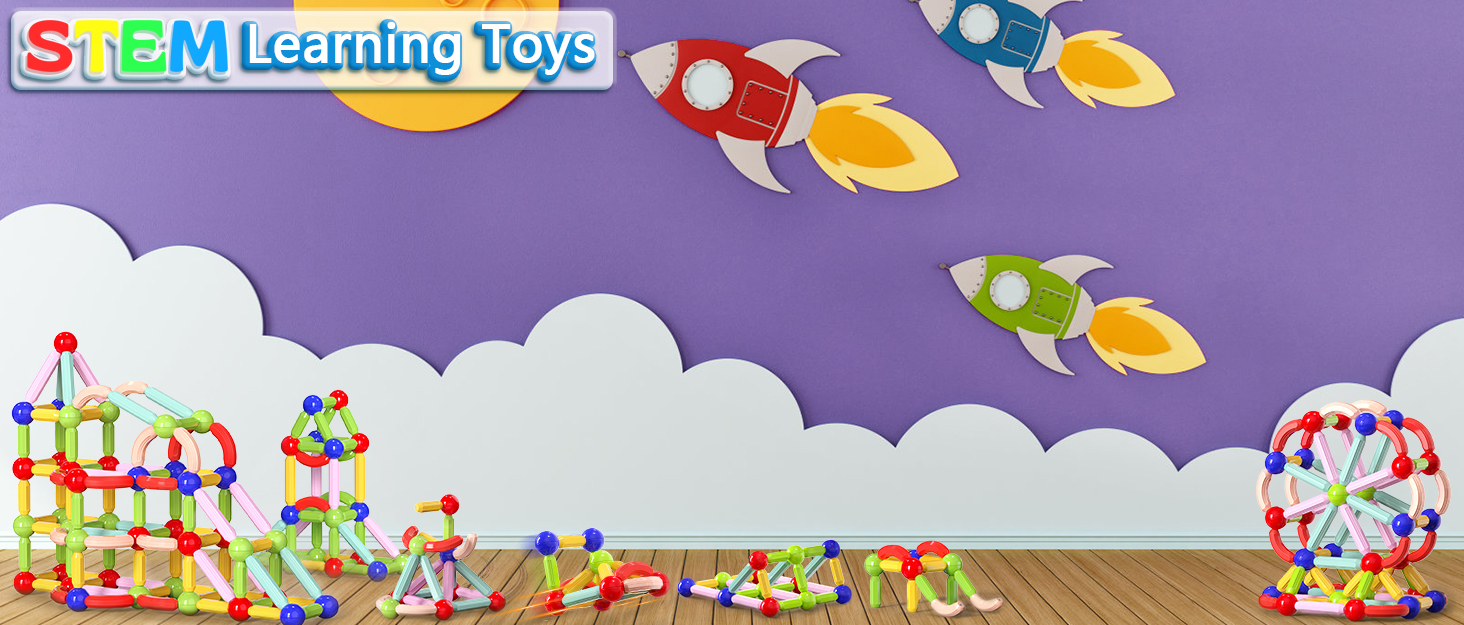 Amazon.com: MAGDIY Magnetic Blocks Kids Games Toys for 3+ Year Old Boy and Girl, Magnetic Sticks ...