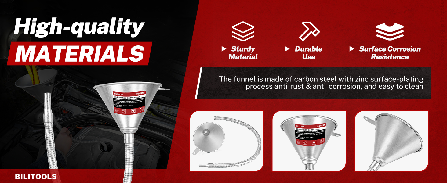 Amazon.com: BILITOOLS 24.8" Metal Flexible Oil Funnel with Filter for Automotive Use Oil Fluids ...