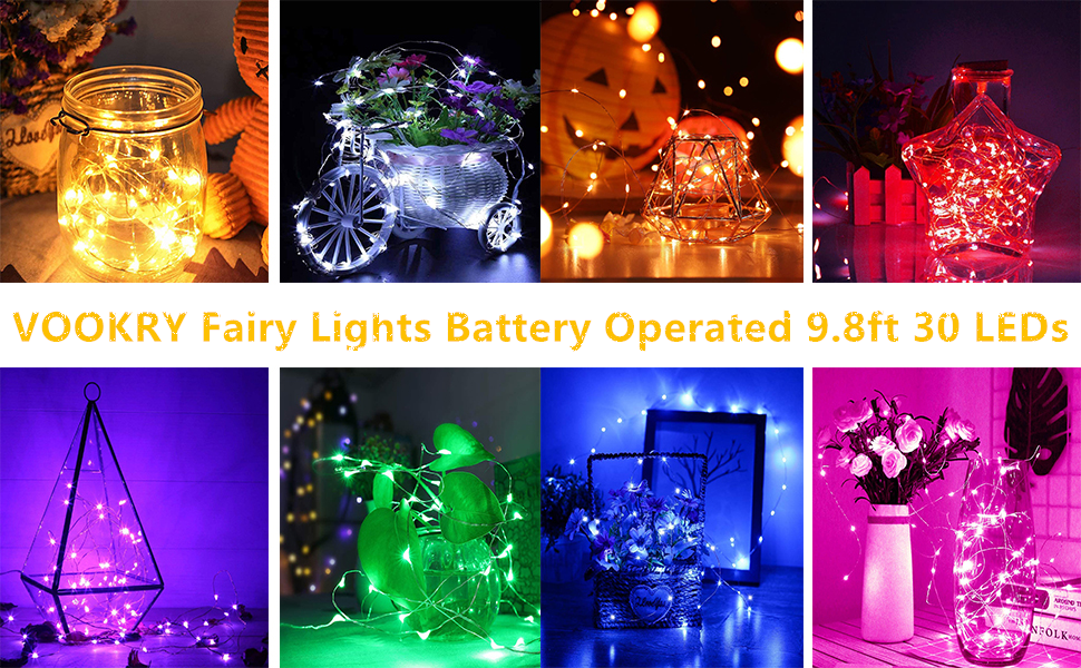 VOOKRY 12 Pack Fairy Lights Battery Operated, 30 LEDs Mini Starry ...