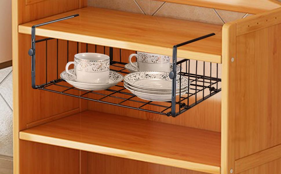 Amazon.com: MILEGI 2 Pack Adjustable Under Shelf Basket, Under Shelf ...