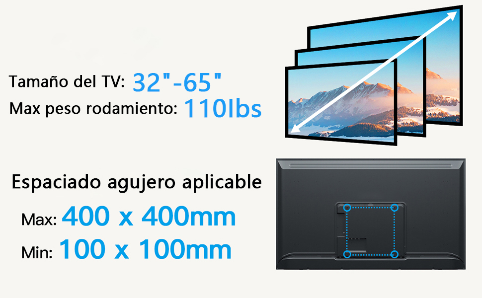 ERYURU Soporte de TV Techo de 32 a 65 Pulgadas,hasta 68kg,Base para Television Pantalla de ...