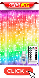 Amazon.com : String Light Curtain,300 Led Window Curtain String Light ...