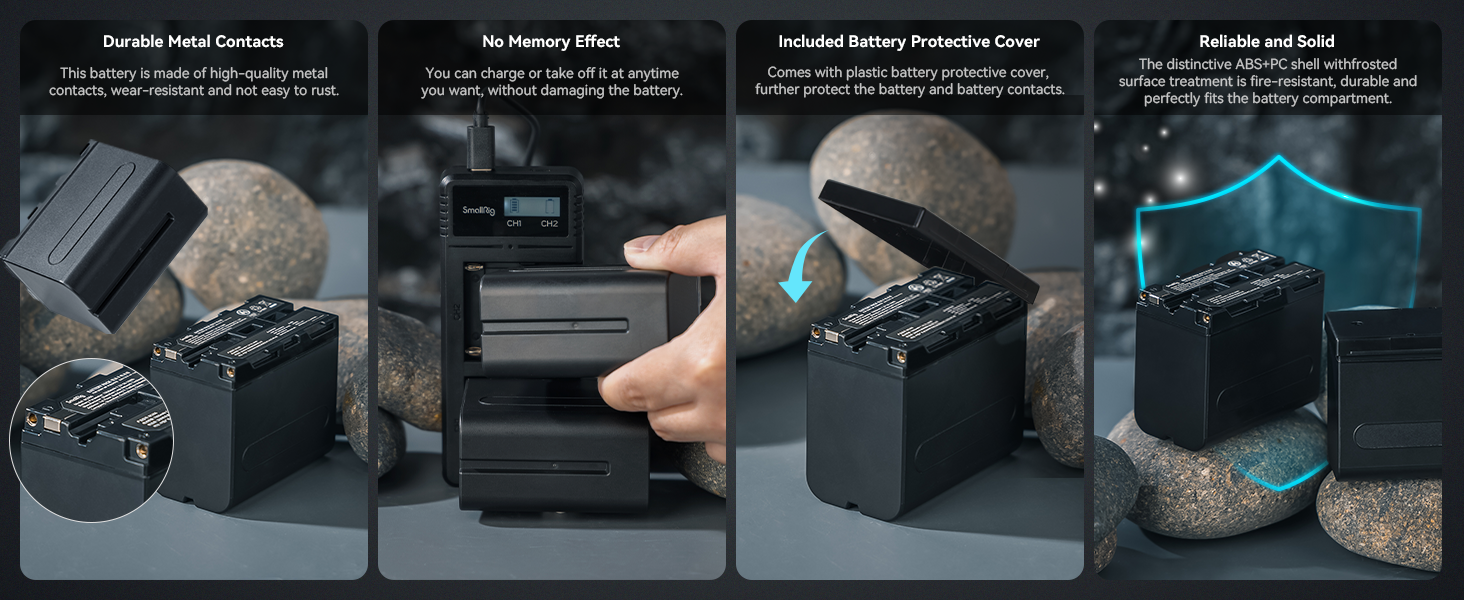 SMALLRIG Batería 7800 mAh Compatible con NP-F970 y Cargador, para Batería Sony NP-F970 (2Pack ...