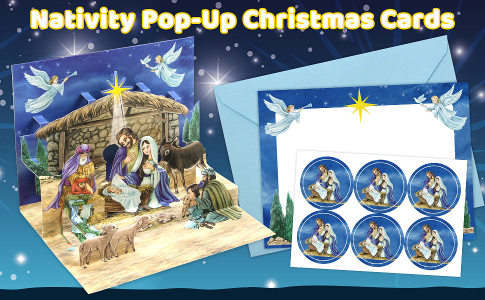 Amazon.com : ceiba tree 8Pcs Nativity Christmas Pop Up Cards Holiday ...