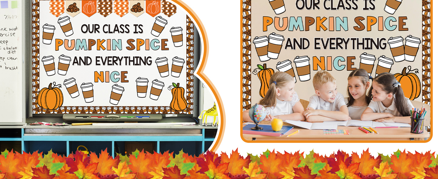Amazon.com: JarThenaAMCS 72Pcs Fall Pumpkin Coffee Cup Bulletin Board ...