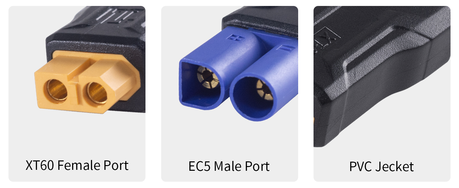 Amazon.com: Poyiccot EC5 Male to XT60 Female Connector Adapter 2Pack, EC5 to XT60 Adapter ...