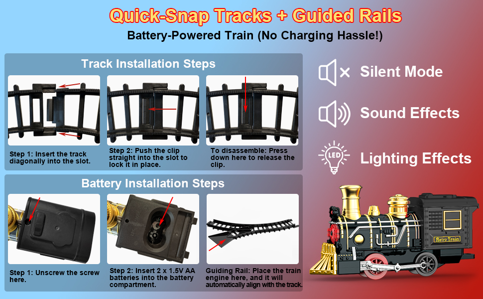 Amazon.com: Electric Train Set with 3D Elevated Tracks Music, Locomotive Passenger Carriages ...